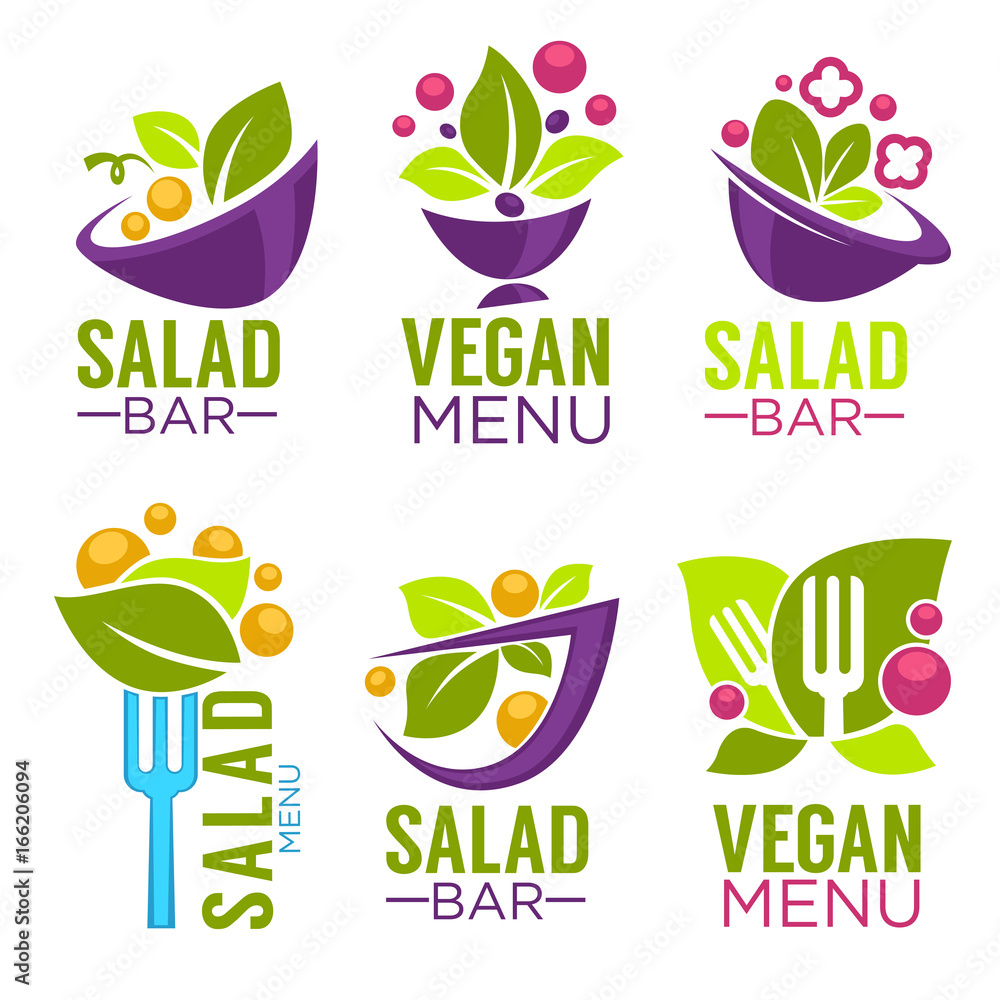 vector collection of healthy cooking logo and organic food symbols for ...