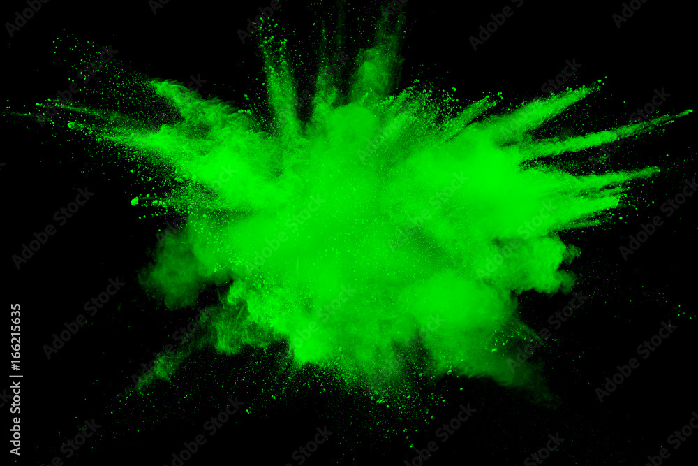 Bizarre forms of powder painted and flour combined explode in front of ...