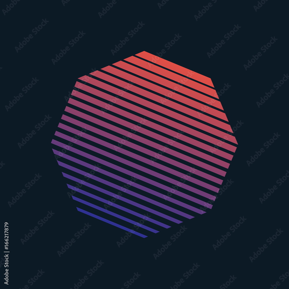 Vector 80s Retro Style Striped Shape. Minimalism Art Illustration Stock ...