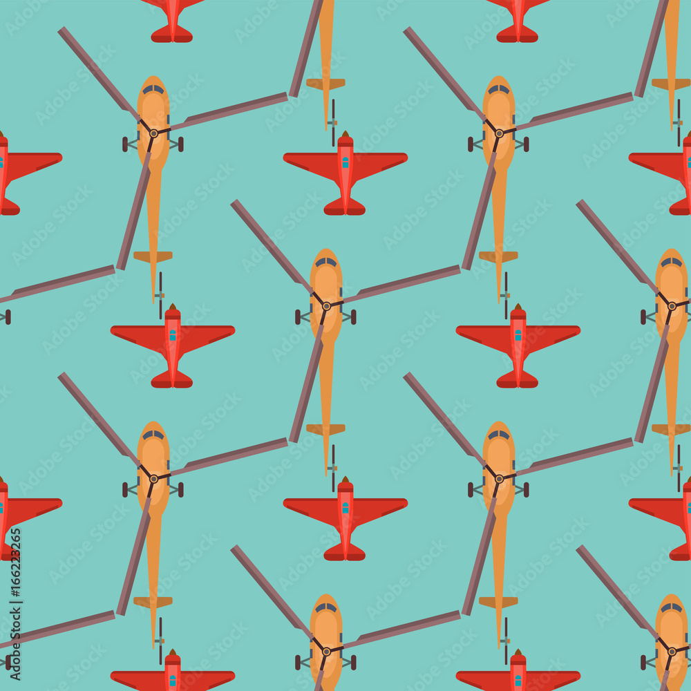 Vector airplane illustration top view seamless pattern aircraft ...