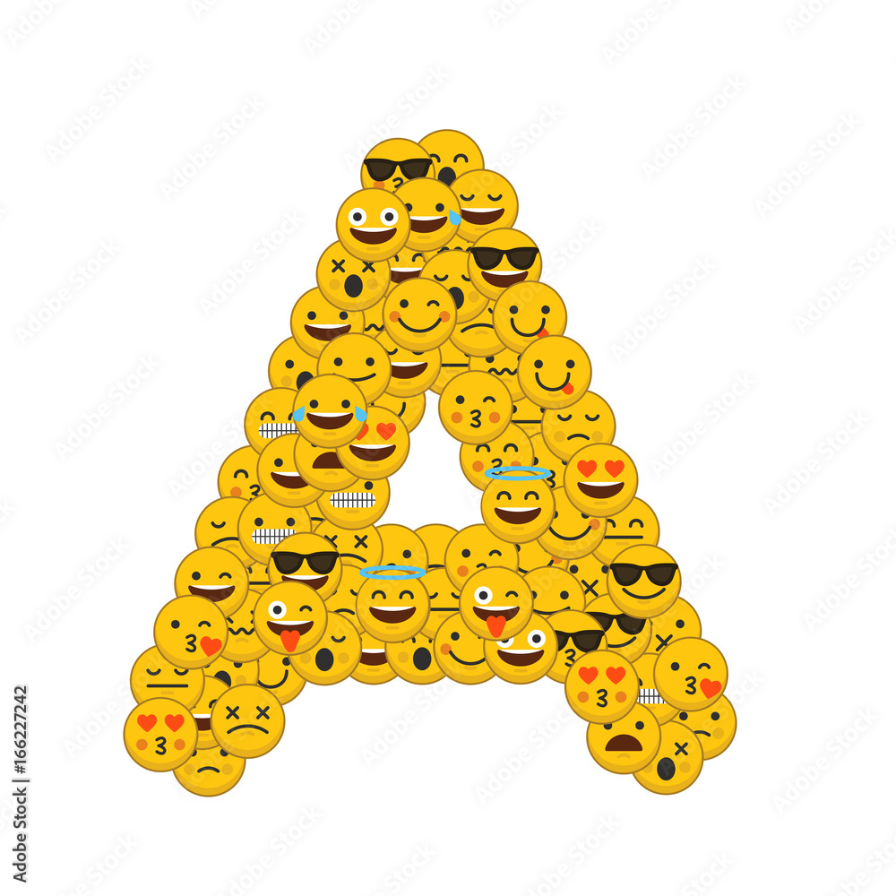 Emoji smiley characters capital letter A Stock Illustration | Adobe Stock