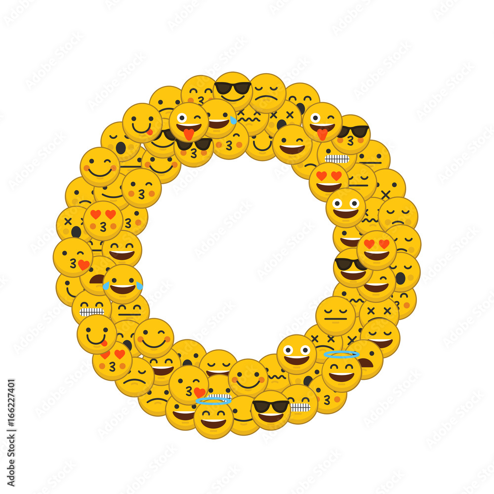 Emoji smiley characters capital letter O Stock Illustration | Adobe Stock