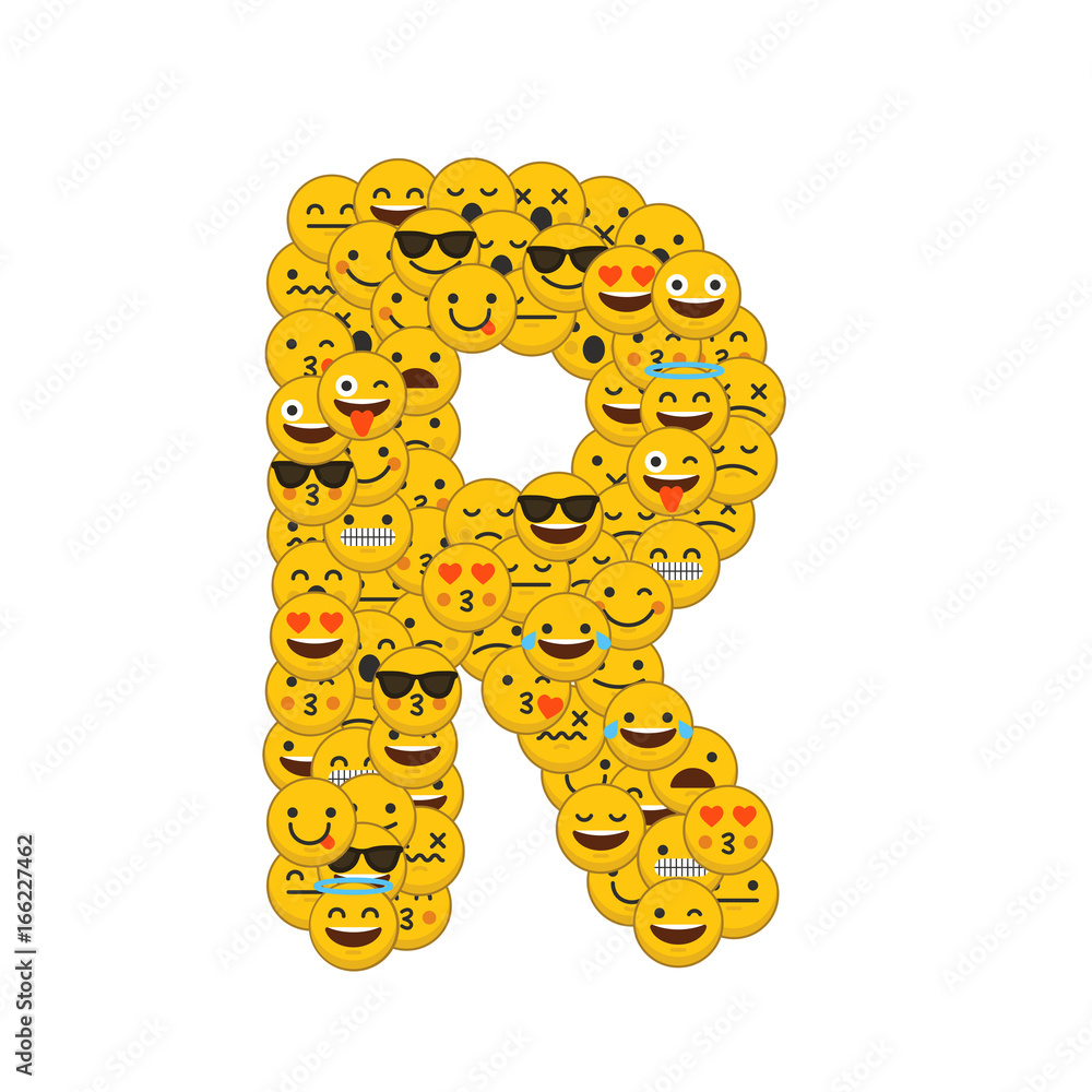 Emoji smiley characters capital letter R Stock Illustration | Adobe Stock