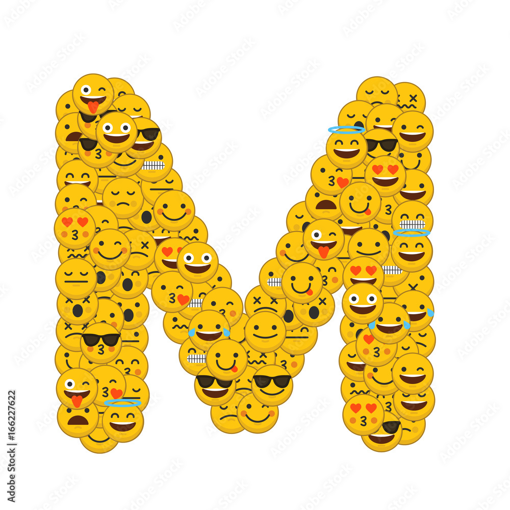 Emoji smiley characters capital letter M Stock Illustration | Adobe Stock