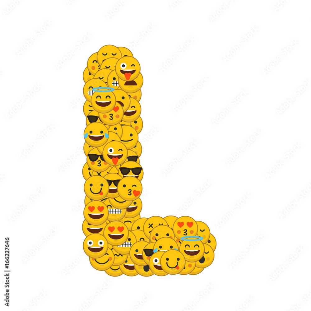 Emoji smiley characters capital letter L Stock Illustration | Adobe Stock