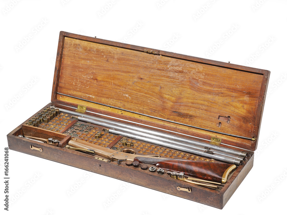 Antique rifle Box With Broken Down Civil War gun and ammunition ...