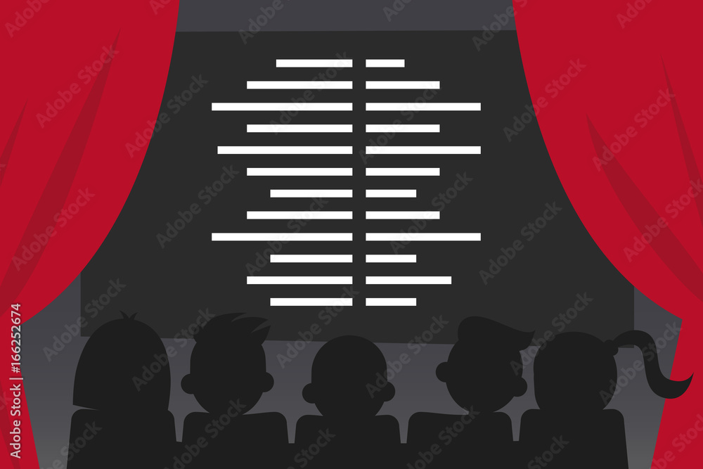 The end of the movie. Cinema conceptual illustration. Editable vector ...