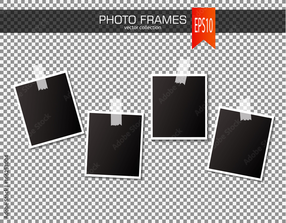 Set of vintage photo frame with adhesive tapes. Vector illustration ...