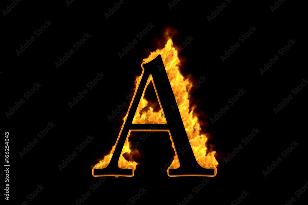 Fire letter A isolated on black background, 3d illustration Stock ...