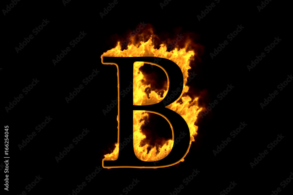 Fire letter B isolated on black background, 3d illustration Stock ...