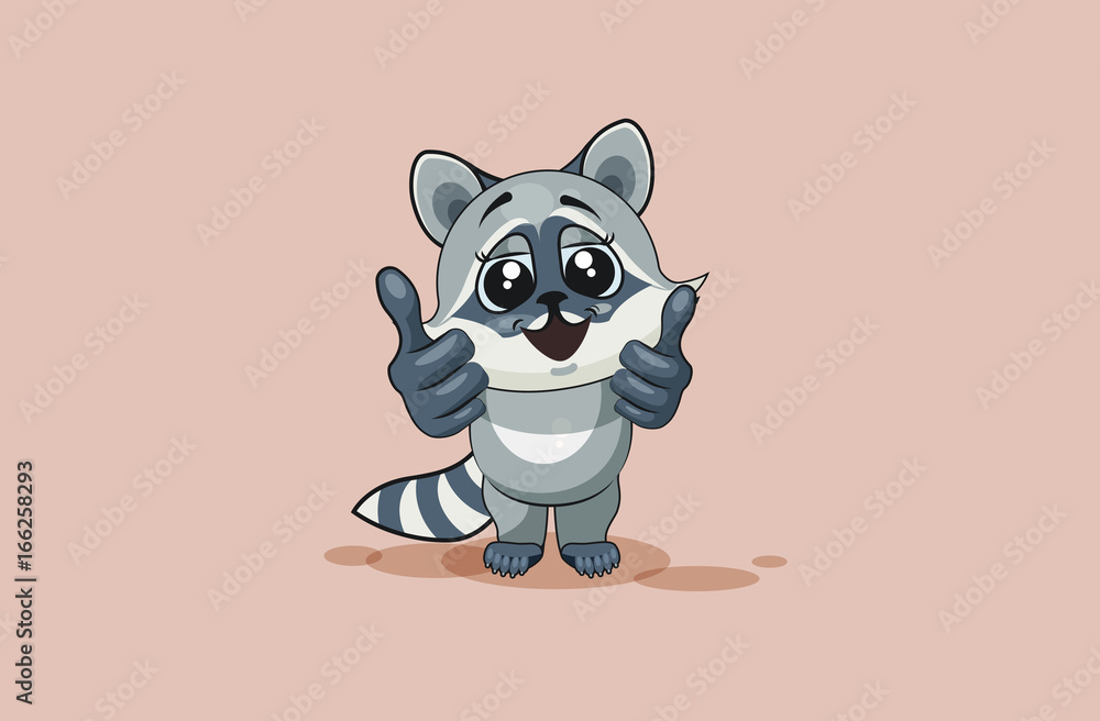 Vector Illustration isolated Emoji character cartoon raccoon cub design ...