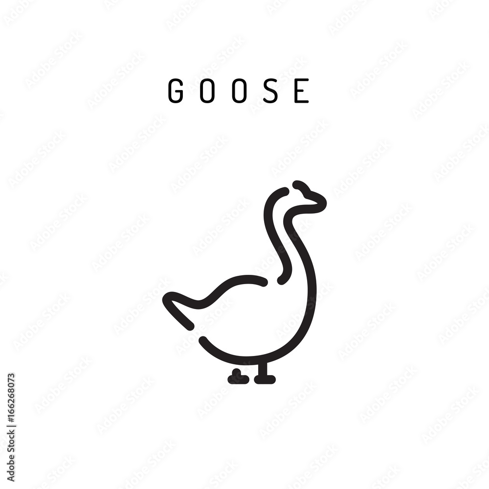 goose icon in flat outline style, isolated vector illustration on white ...