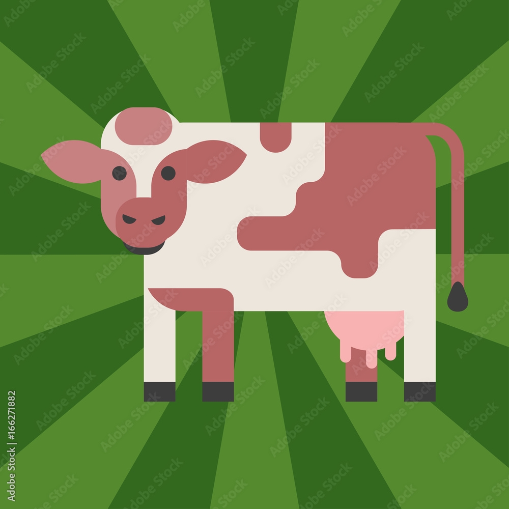 Cow farm animal character vector illustration cattle mammal nature wild ...