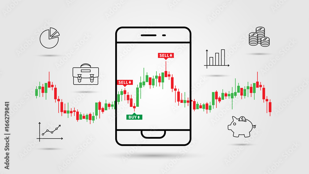Financial analytics app vector illustration. Mobile app for investment ...