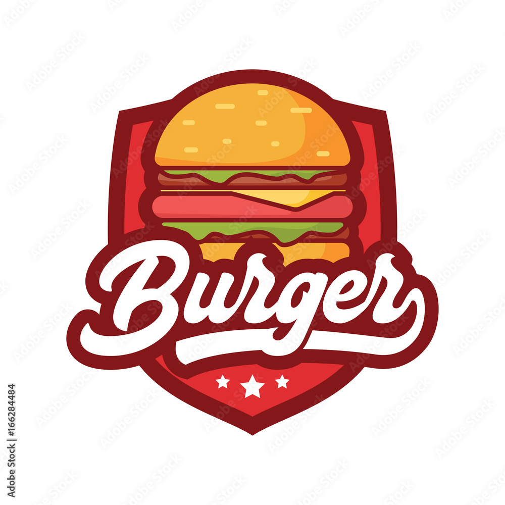 Burger Logo, Emblem Vector Logo Stock Vector | Adobe Stock