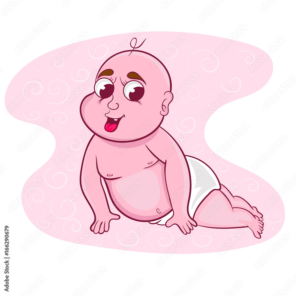 cute sweet cartoon baby in a diaper. vector illustration. Stock Vector ...