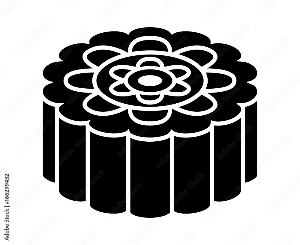 Mooncake or moon cake for the Mid-Autumn Festival flat vector icon for ...