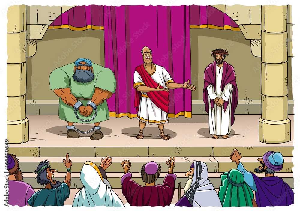Pilate offers to choose Christ or Barabbas Stock-Illustration | Adobe Stock