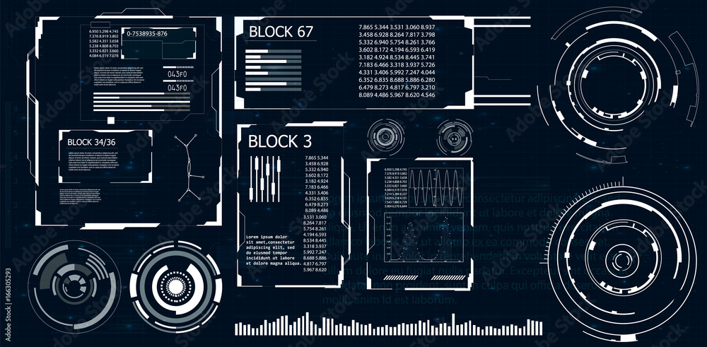 HUD UI for business app. Futuristic user interface HUD and Infographic elements. Abstract ...