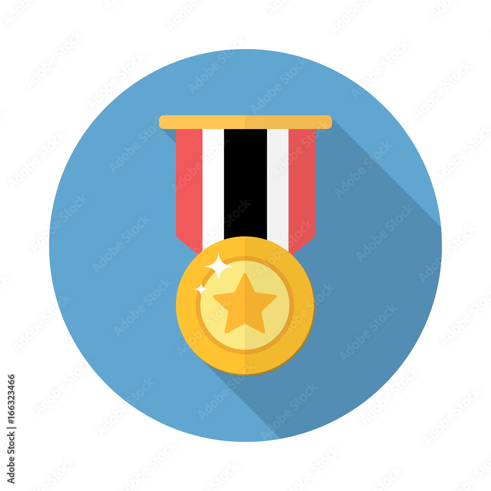 Award medal icon,winner emblem symbol in flat style with long shadow ...