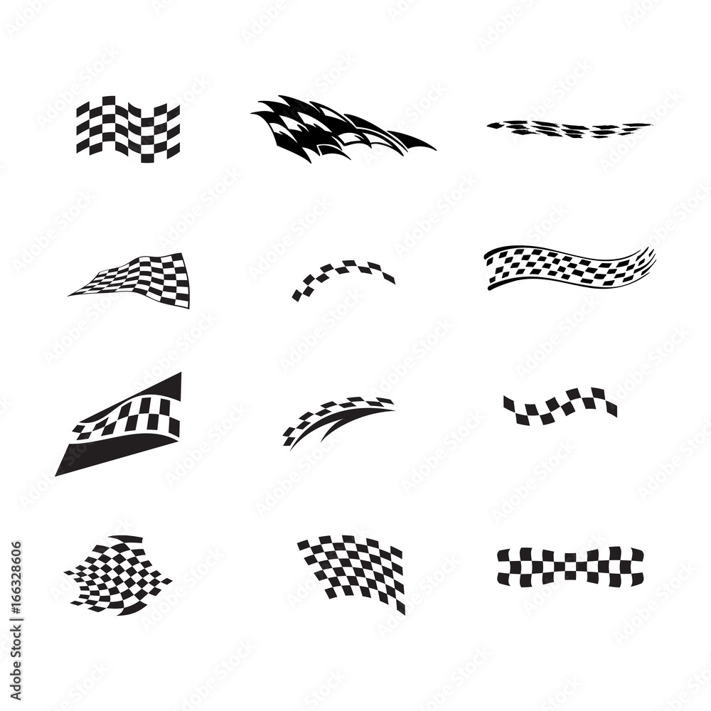 Vector of checkered racing flag splatters collection set Stock Vector ...