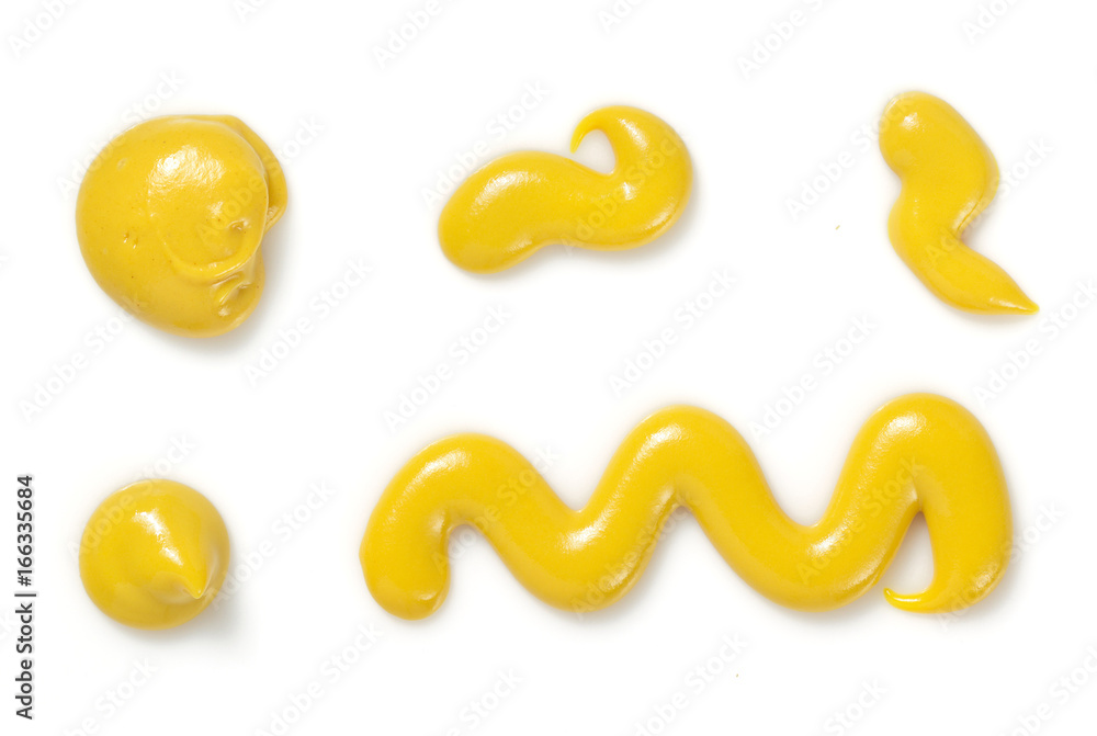 mustard spill and splash on white background Stock Photo | Adobe Stock