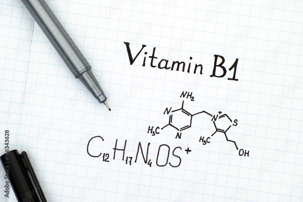 Chemical formula of Vitamin B1 with black pen Stock Photo | Adobe Stock