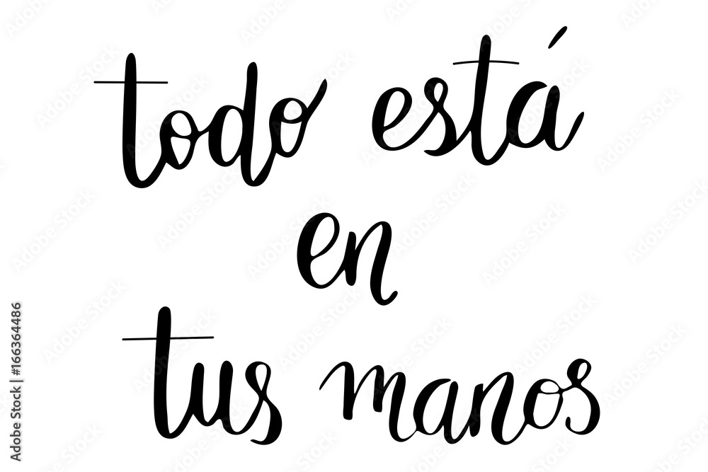 Todo esta en tus manos. Phrase in Spanish Everything is in your own ...