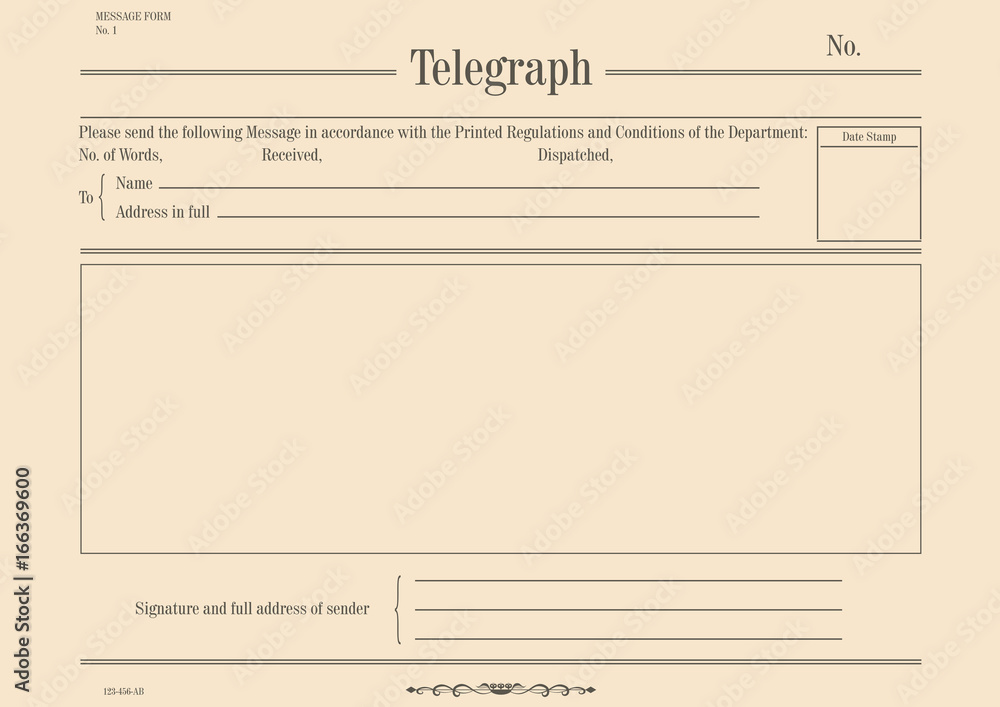 Vintage telegraph form. Flat vector for further editing. Stock Vector ...