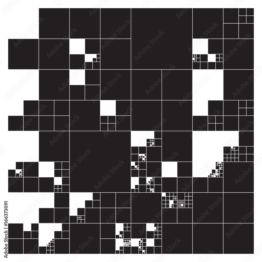 Subdivided squares grid system. Randomly sized polygons with fixed ...