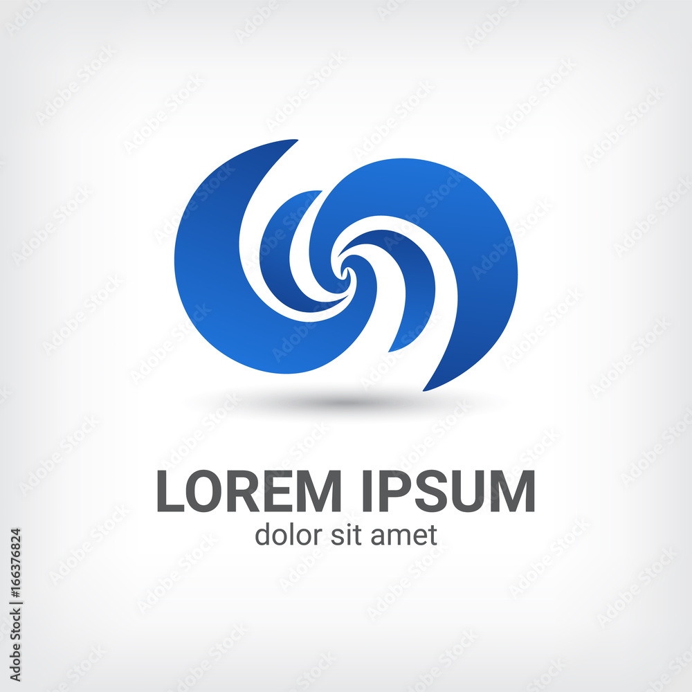 curve vector logo design template, wave icon, spiral sign, twist symbol ...