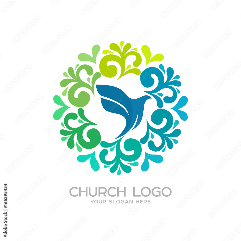 Church logo. Christian symbols. Dove - the symbol of the Holy Spirit ...