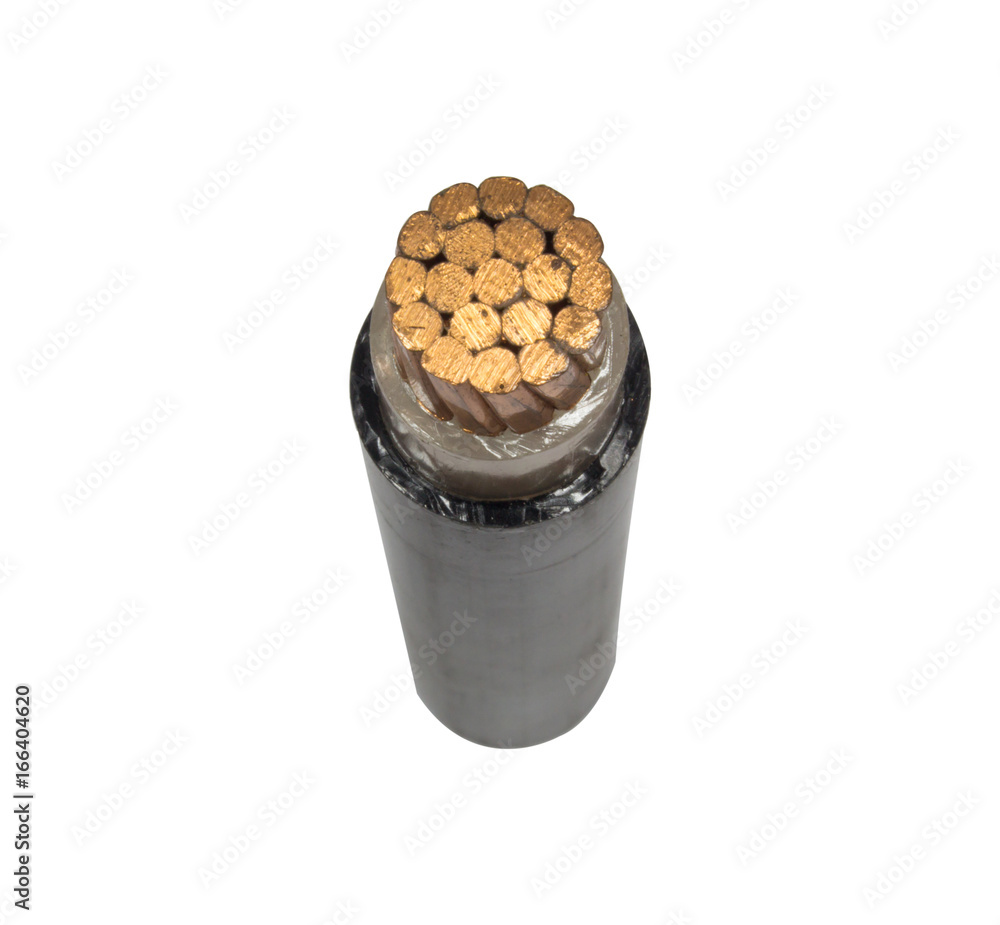 surface of Power cable KV CV, black insulated, the core is copper ...