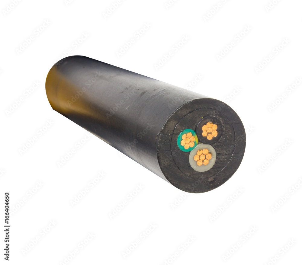 surface of cable electricity NYY GRD, black green and gray insulated ...