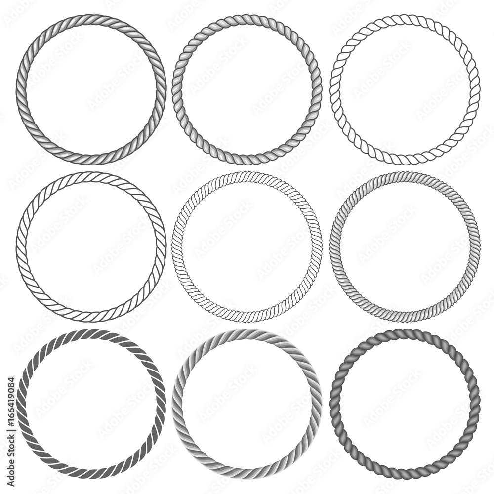Round rope frames collection on white background Stock Vector | Adobe Stock