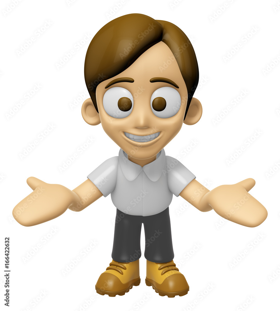 3D Man Mascot the direction of pointing with both hands. Work and Job ...