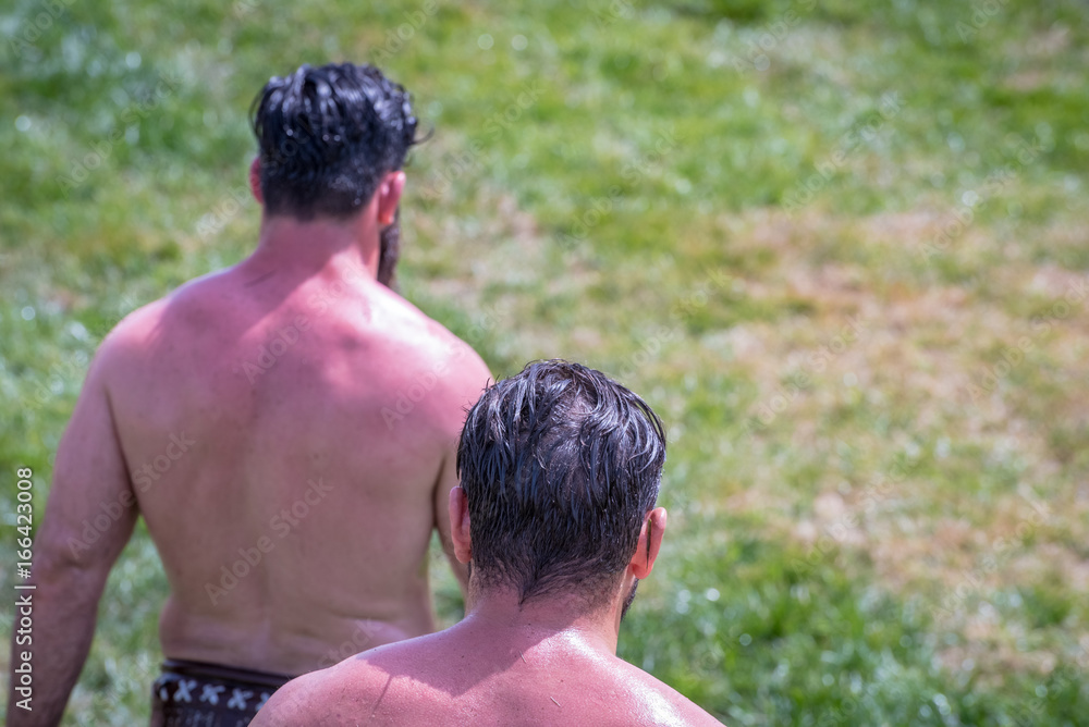 Unidentified oil wrestlers.Oil wrestling (Yagli Gures),also called ...