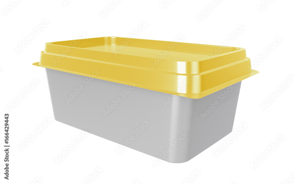 3D realistic render container for butter, melted cheese or margarine ...