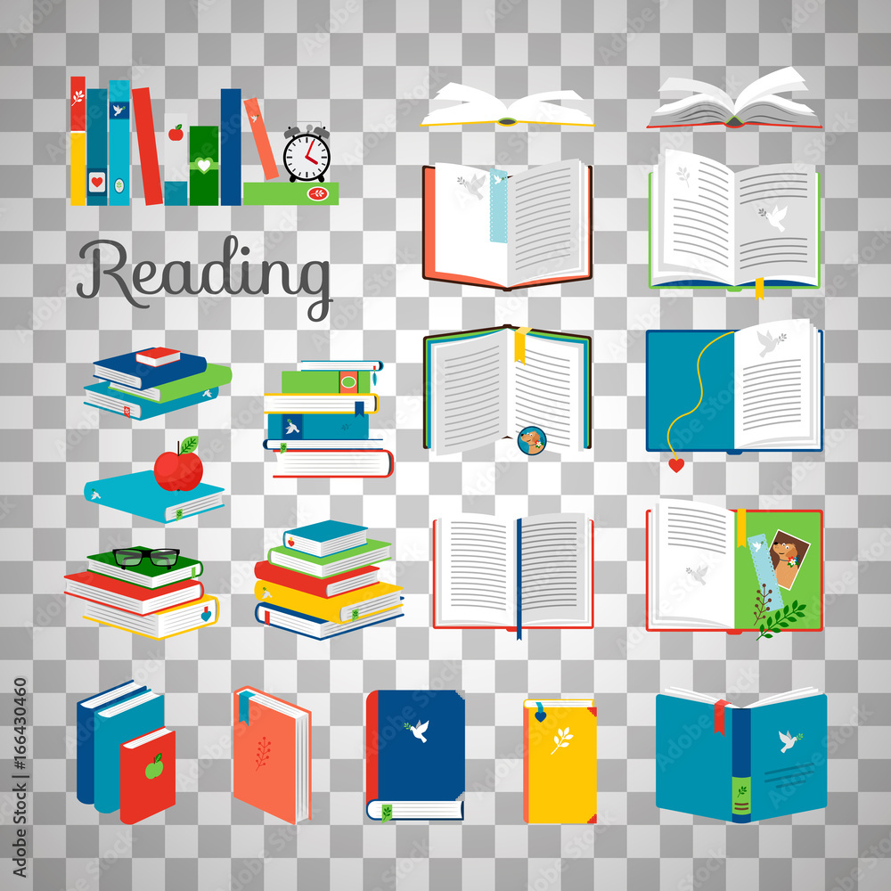 Books and stacks on transparent background Stock Vector | Adobe Stock