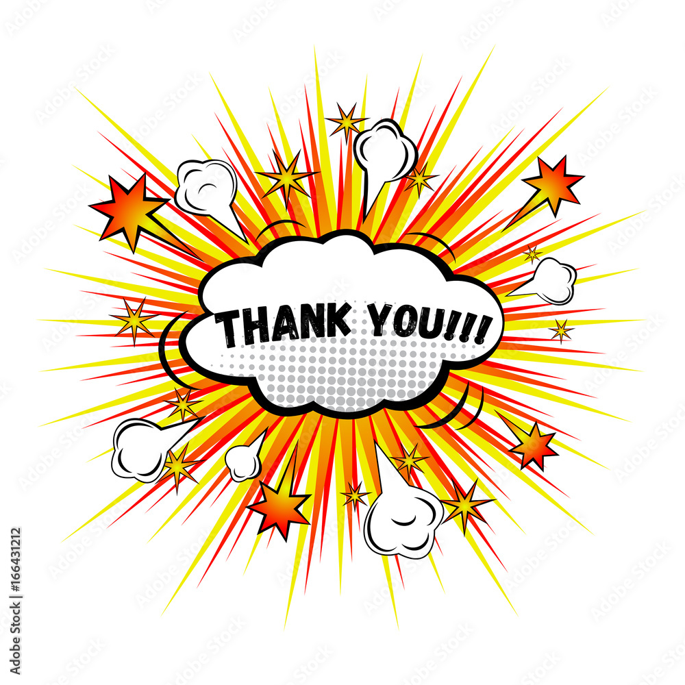 THANK YOU! Comic speech bubble, cartoon. Vector illustration. Stock Vector | Adobe Stock