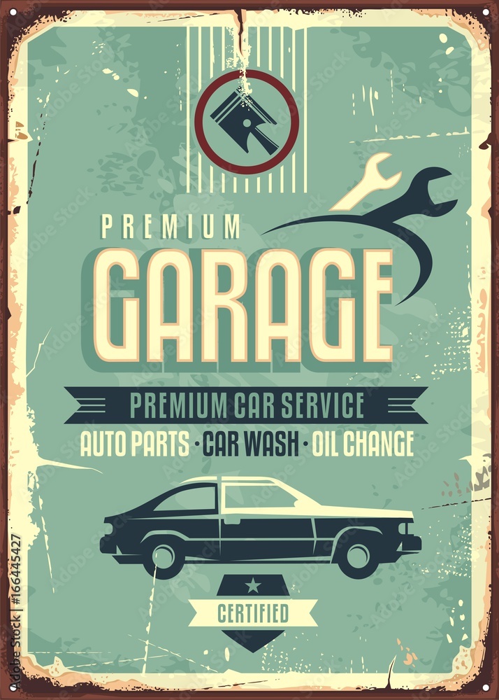 Premium car service retro poster design with creative typography and ...