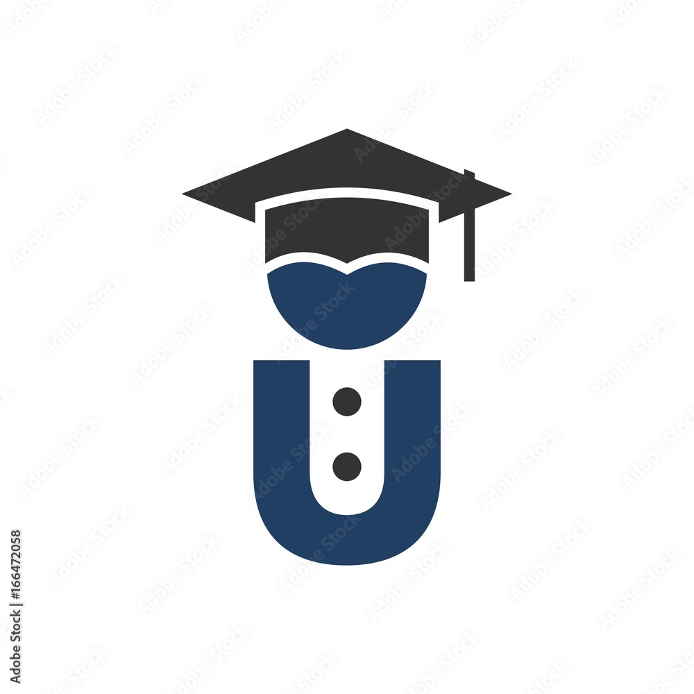 letter U and graduation hat. vector logo. Stock Vector | Adobe Stock