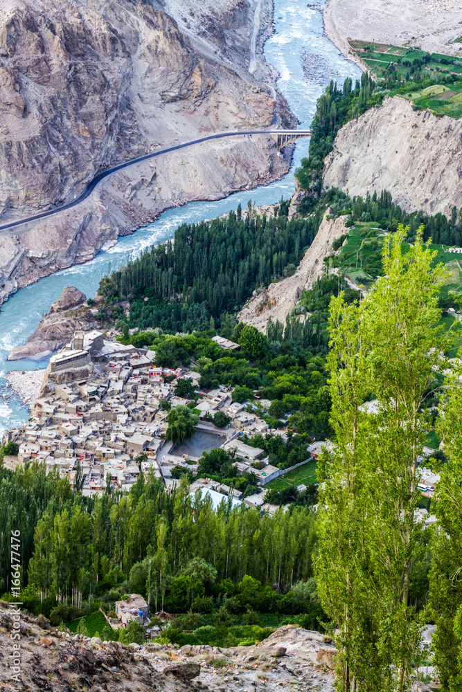 The breathtaking morning of the Hunza Valley from the hill of Duiker ...