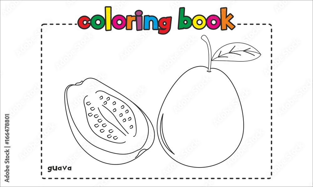 Guava Coloring Book vector de Stock | Adobe Stock