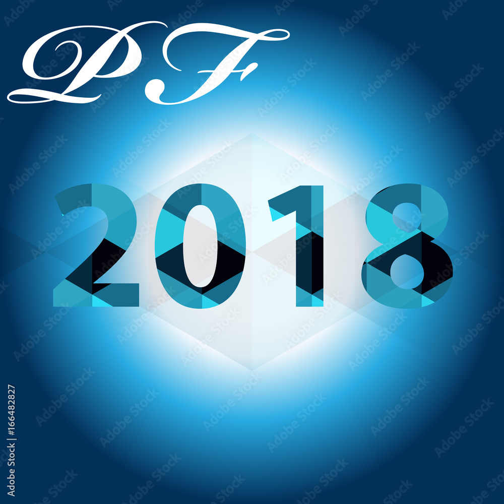 PF 2018 with triangle isolated on blue background Stock Vector | Adobe ...