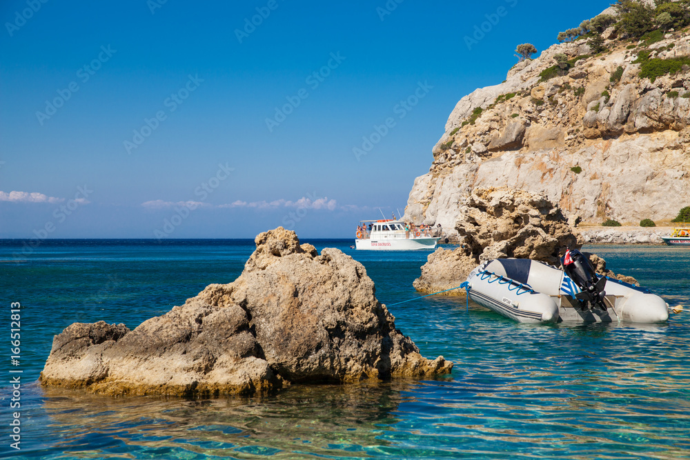 Anthony Quinn Bay, Rhodes in Faliraki. Beautiful beach on the island of ...