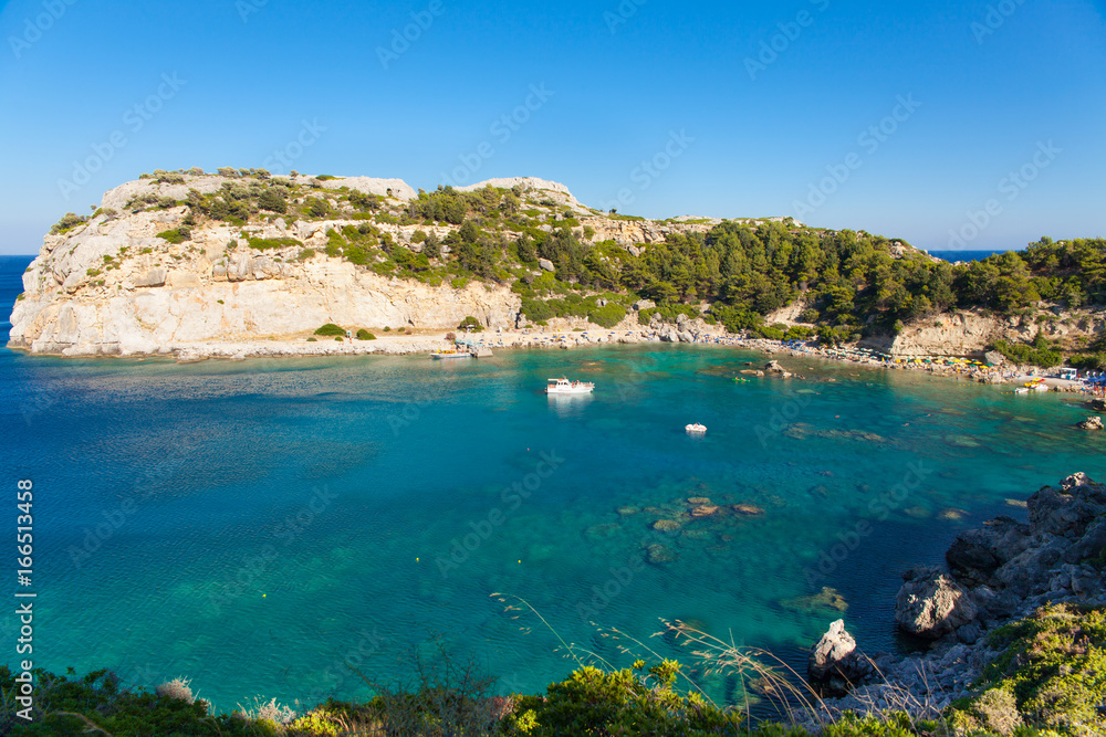 Anthony Quinn Bay, Rhodes in Faliraki. Beautiful beach on the island of ...