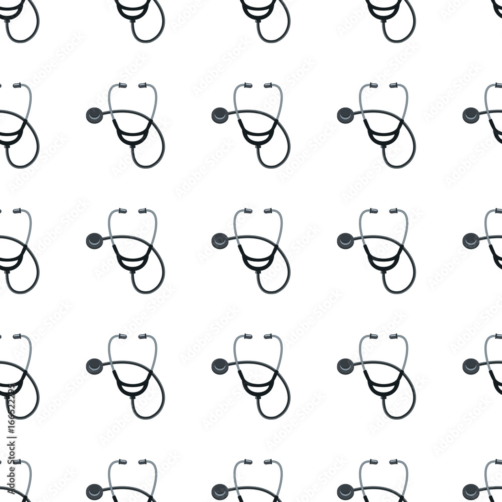 Stethoscope seamless pattern in cartoon style isolated on white ...