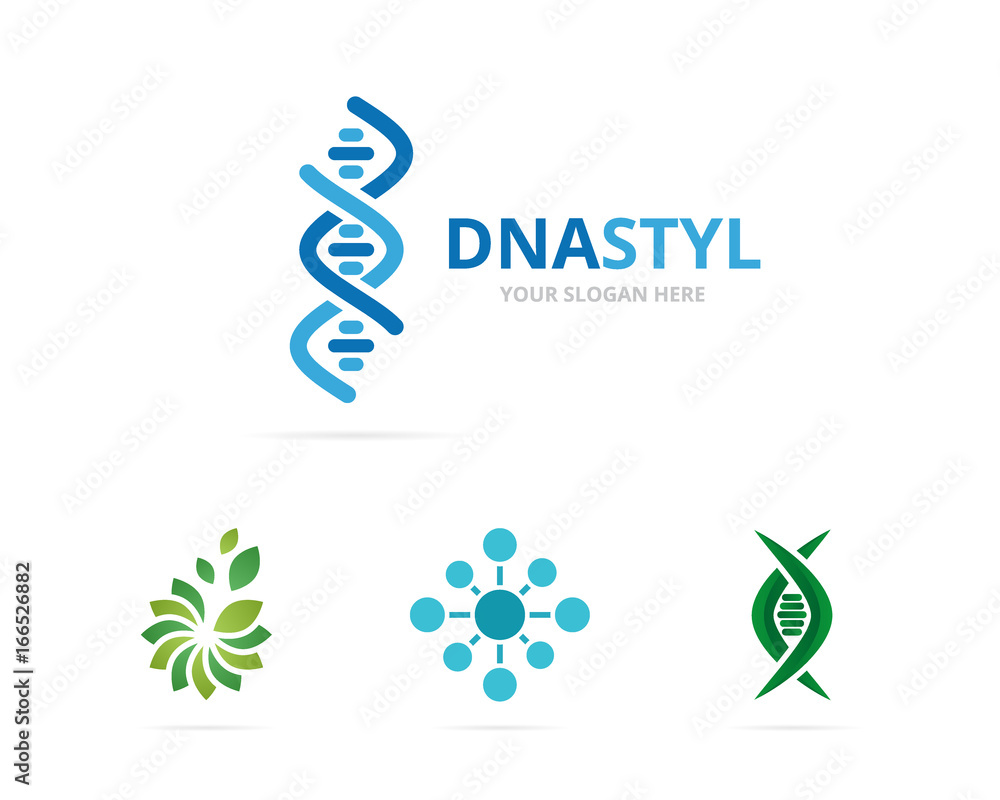 Vector of dna and chromosome logo combination. Gene and helix symbol or ...