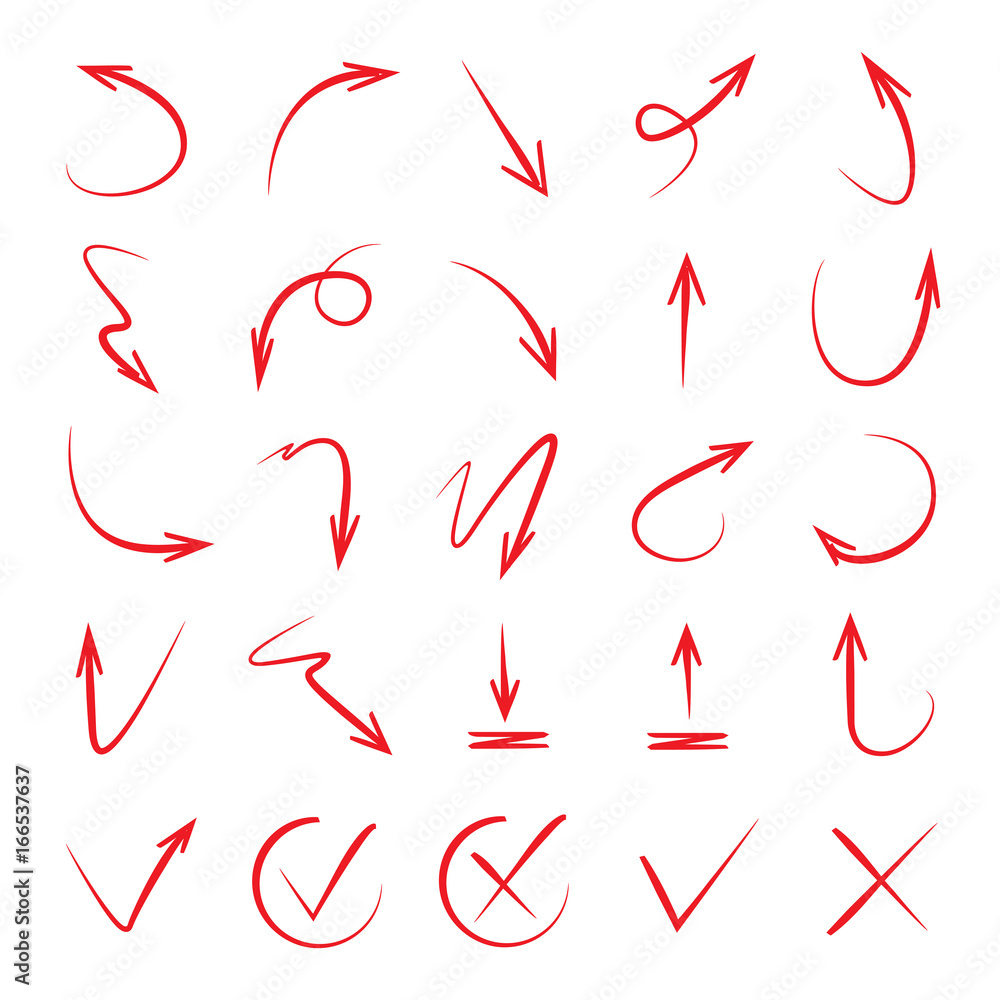 Red Hand Drawn Arrows